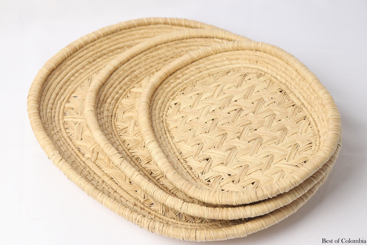 3 Piece Iraca Palm Trays Hand Woven Large Medium & Small Combo – Best ...